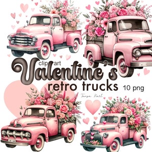 Valentines Day Pink Truck PNG - Instant Download - Valentine Clipart ...