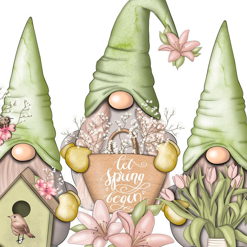 Spring Gnomes Gnome Png Sublimation Design Green Gnomes - Etsy
