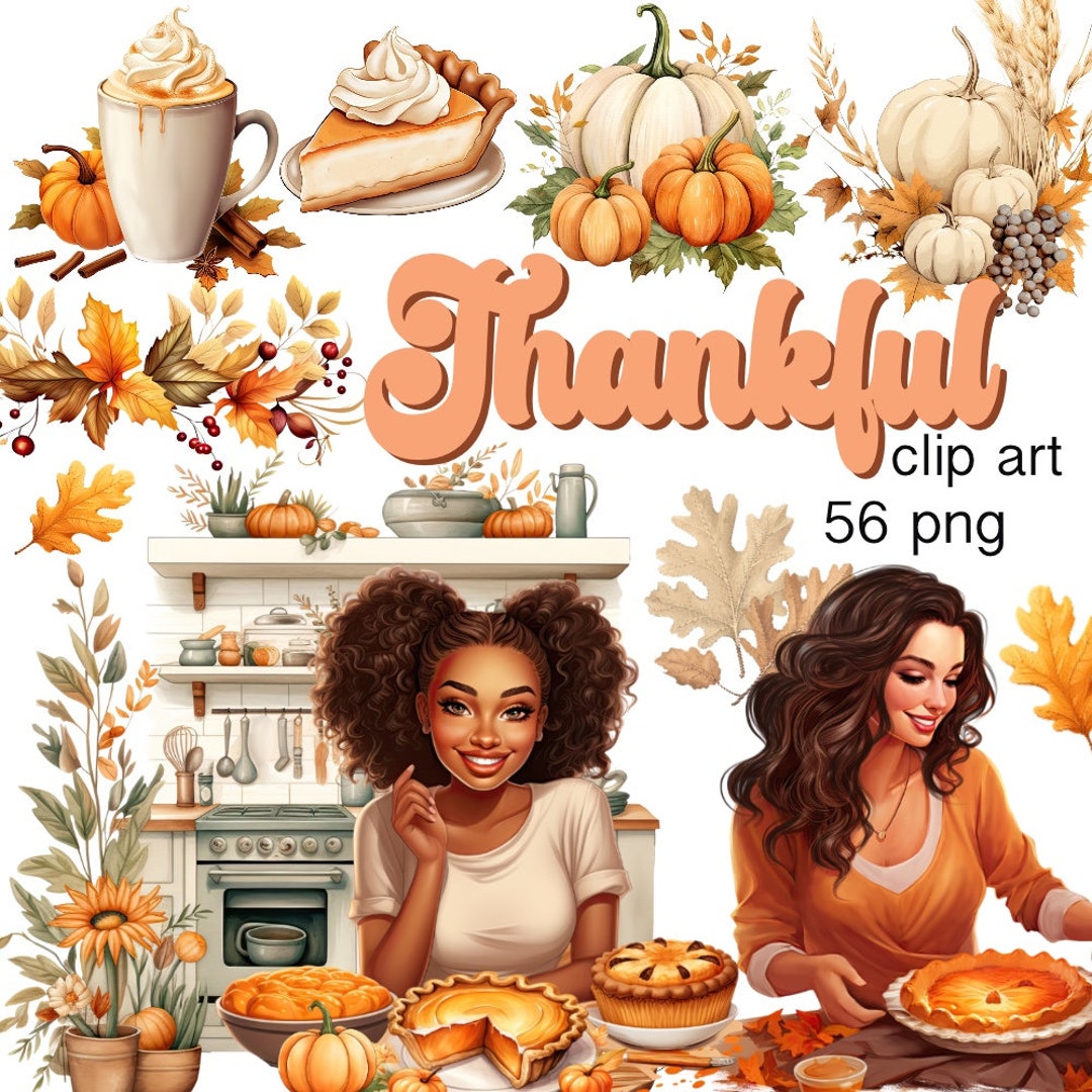 Thankful Fall Farmhouse Clipart Bundle, Instant Download Digital PNG ...