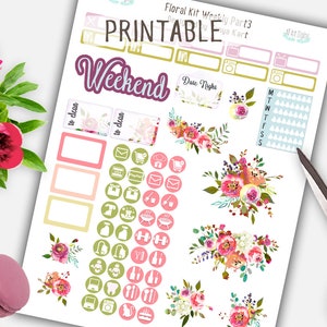 Floral Stickers//printable Stickers//weekly Planner Stickers//weekly ...
