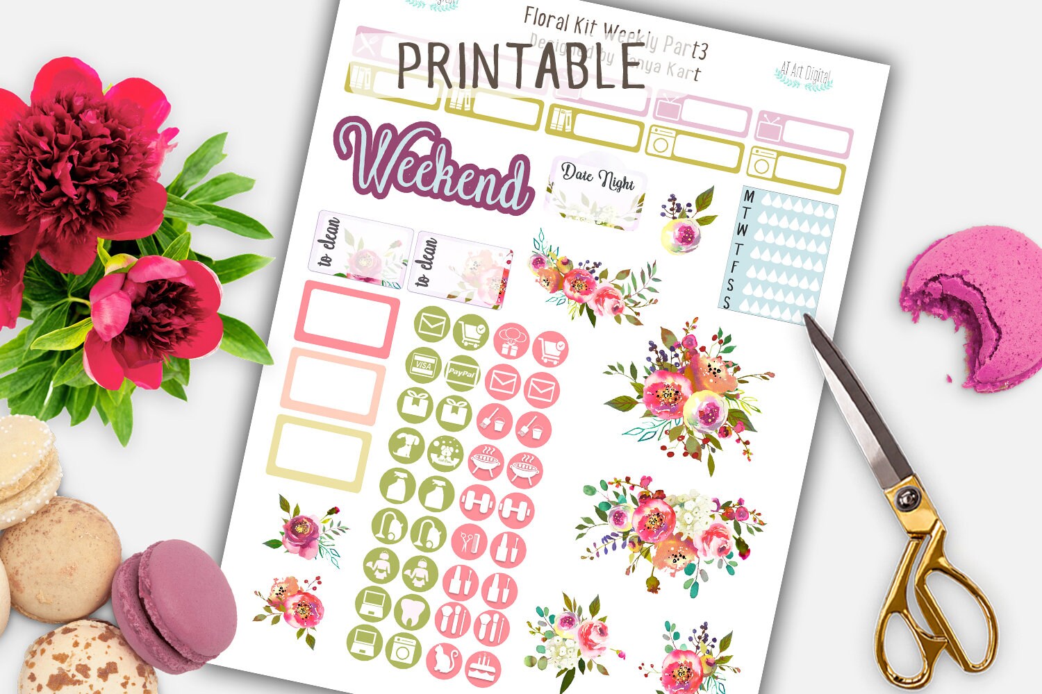 Floral Stickers//printable Stickers//weekly Planner - Etsy