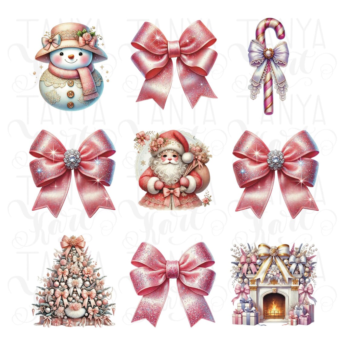 Preppy Christmas Design PNG | Pink Coquette Bow for Custom Christmas ...