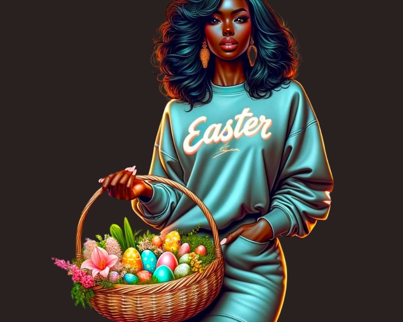 Black Girl Easter Clip Art Bundle | Spring Sublimation PNG, Digital ...