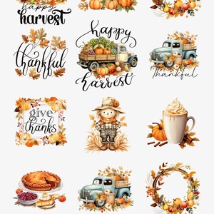Thankful Fall Farmhouse Clipart Bundle, Instant Download Digital PNG ...