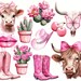 Western Pink Cowgirls Clipart Bundle: Melanin Graphics, Cowgirl Hat ...