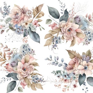 Easter Pastel Clipart Bundle, Floral Watercolor Designs, Easter Bunny ...