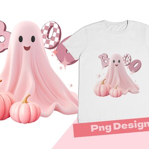 Cute Funny Pink Halloween Ghost Png Design | Retro Ghost Face With Boo ...