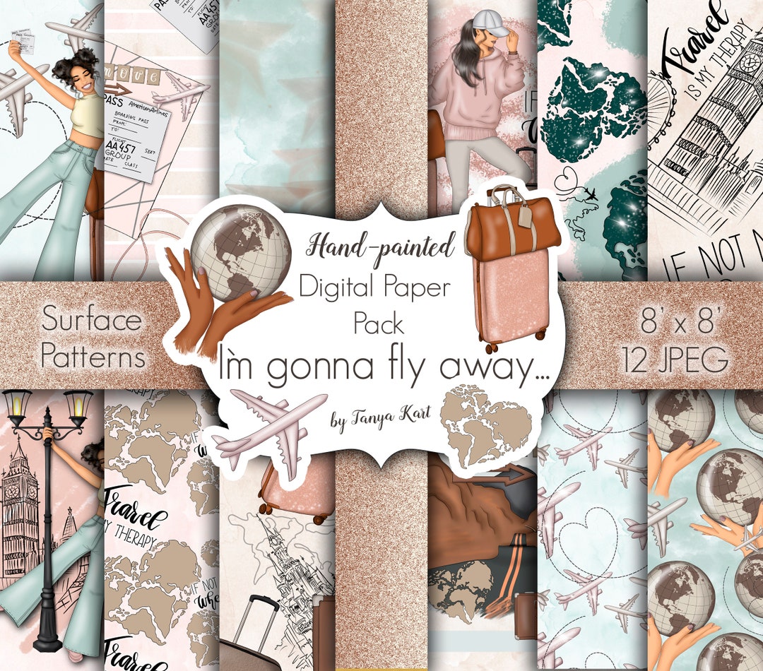 Travel Digital Paper, Adventure Design, Flight Papers, African American ...