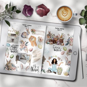 Easter Goodnotes, Spring Icons, Floral Goodnotes, Stickers Bunny, Eggs ...