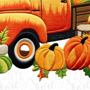 Fall Truck With Pumpkins Patch Sublimation Image Autumn Printable Art ...