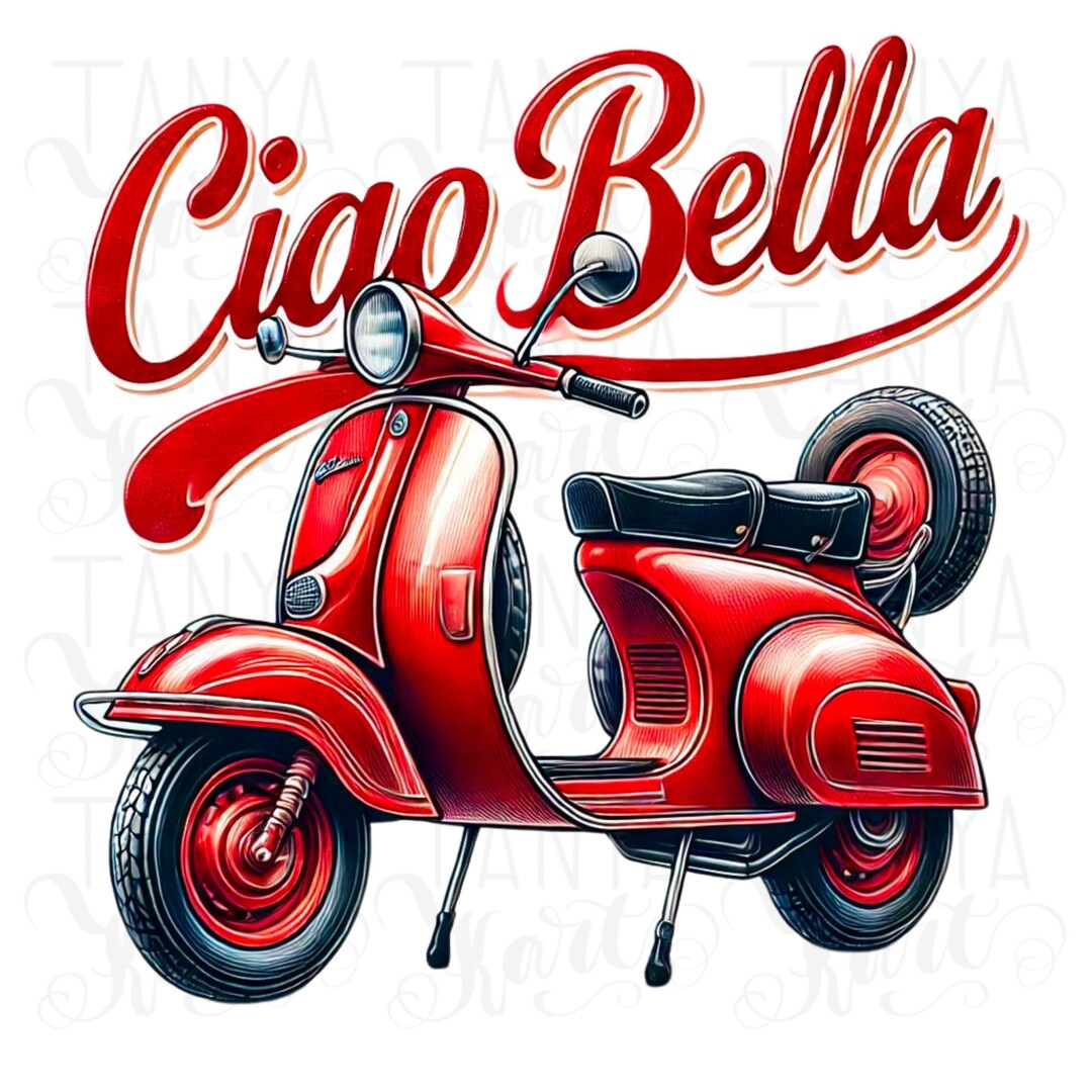 Ciao Bella Italian PNG Red Scooter and Italy Digital Download for Card ...