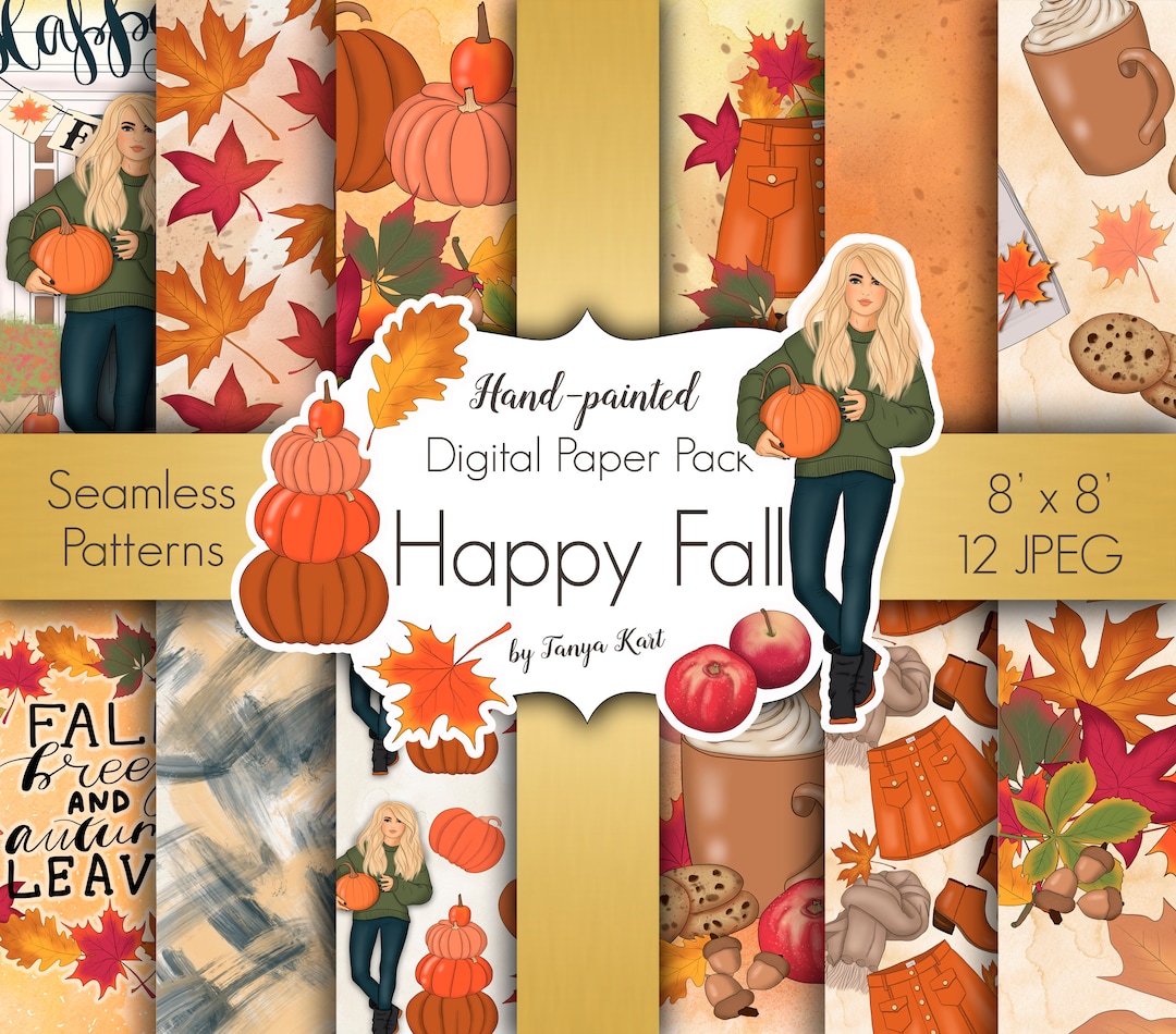 Planner Papers, Fall Patterns, Autumn Leaves Papers, Happy Fall ...