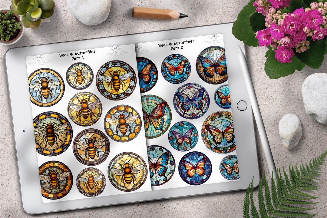 Digital Stickers for Planners Instant Download, Bees and Butterflies ...