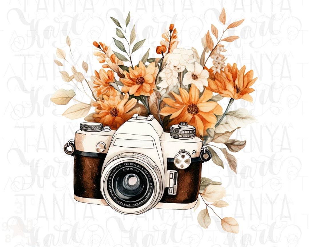 Fall Camera Artwork, Autumnal Leaves PNG, Instant Download for ...