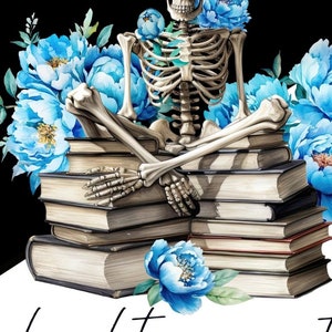 Booktrovert Skeleton Floral Book PNG Digital Download for Book Lovers ...