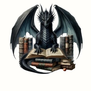 Bookish Dragon PNG Digital Download for Book Nerds, Planner Stickers ...