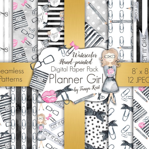 Planner Girl Digital Paper Pack Fashion Digital Paper | Etsy