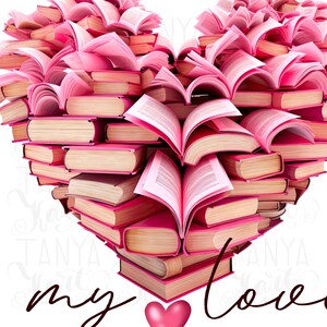 Books Are My Love, Pink Heart for Valentine's Stickers & Book Lover ...