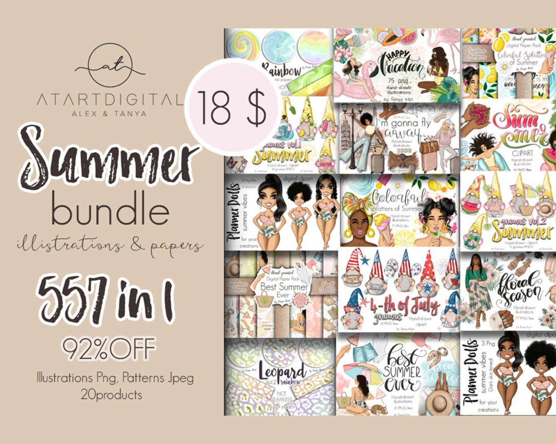 Summer Bundle Clipart for Commercial Use, Graphics Bundle Digital ...