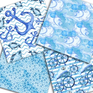 Sea Patterns, Nautical Paper, Navy Blue Texture, Watercolor Patterns ...