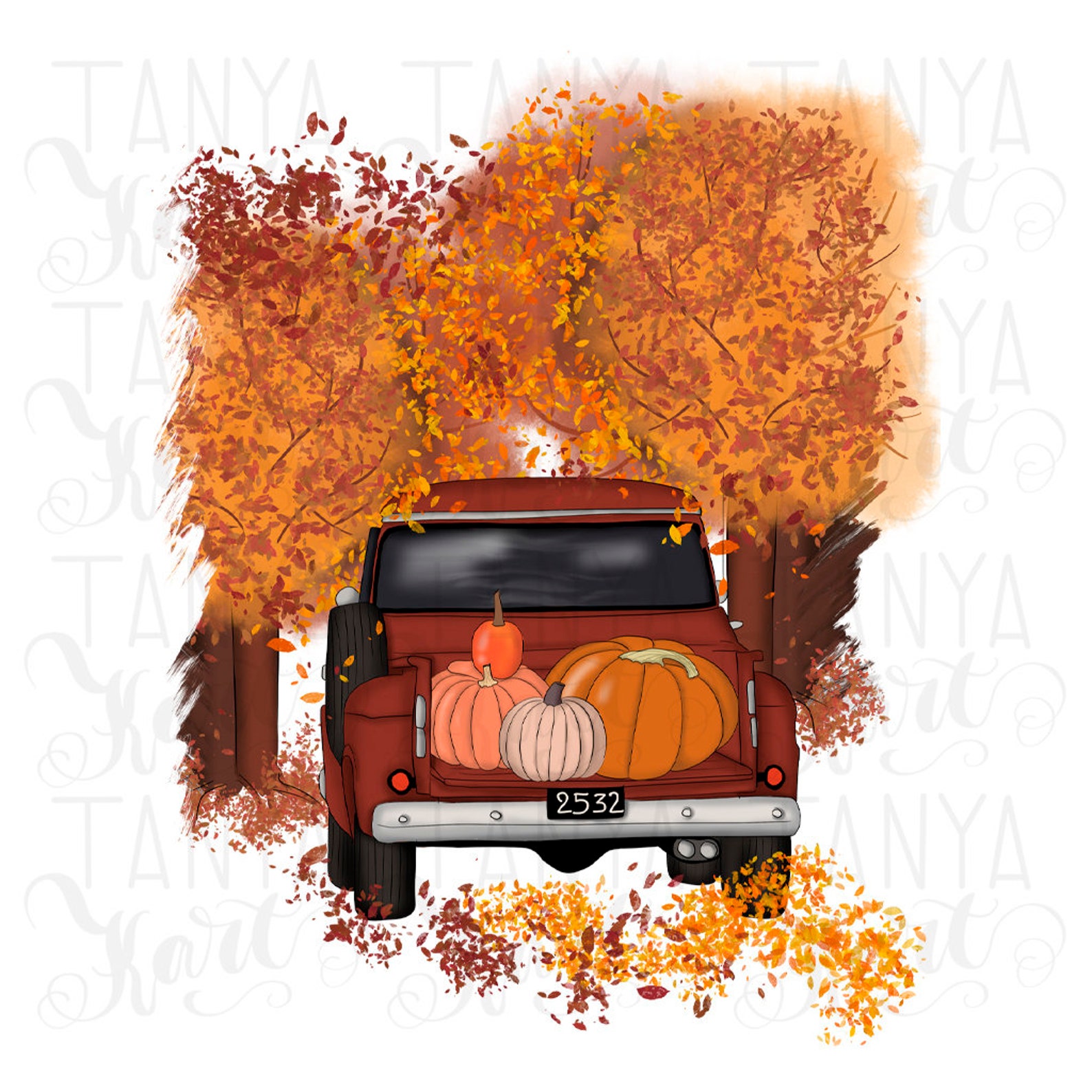 Autumn Design Truck With Pumpkins Pumpkins Digital Art Fall - Etsy