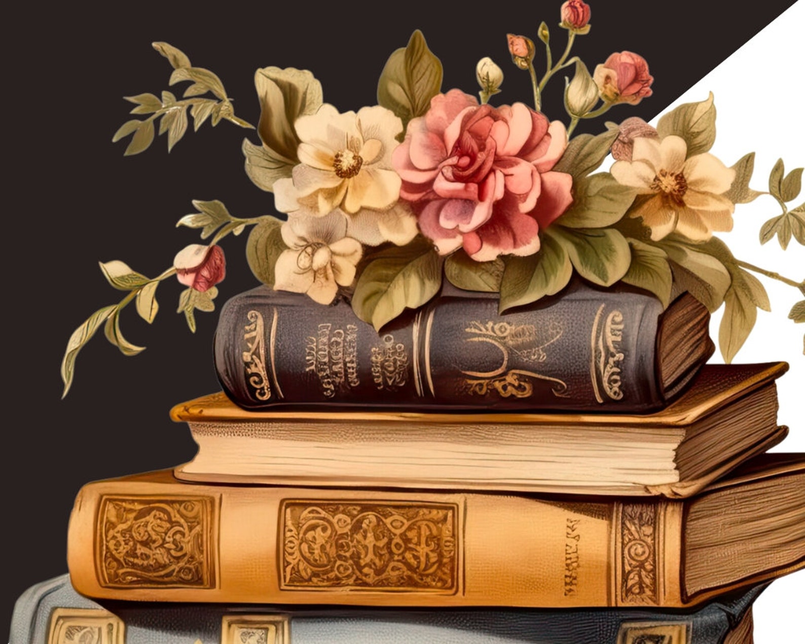 Vintage Book Clipart Bundle, Old Books Watercolor, Antique Book ...