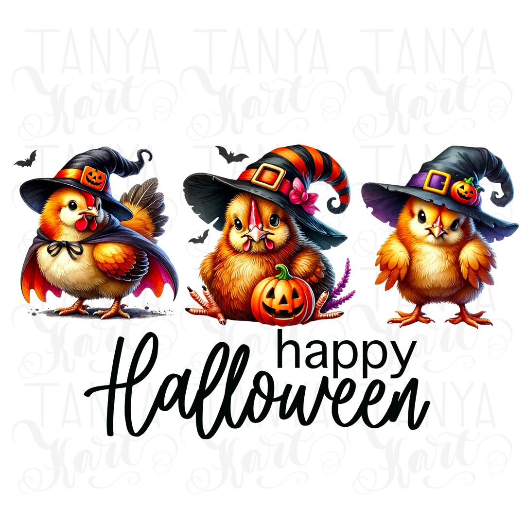 Halloween Chickens PNG, Funny Witch Chicken Sublimation Designs, Farm ...
