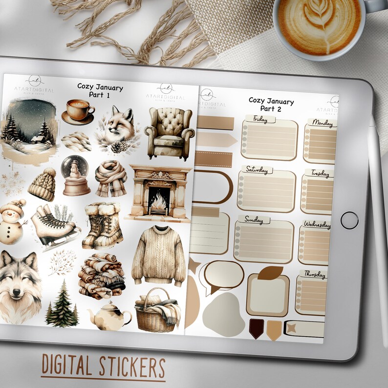 Digital Cozy January Sticker Kit for Goodnotes Planner, Digital Journal ...