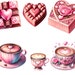 Coffee Cups Clipart Set With Pink Chocolate for Planner Stickers, Pink ...