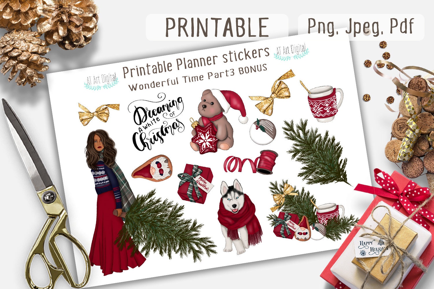 Digital Holiday Digital Home Party Sticker Set For Happy Planner ...