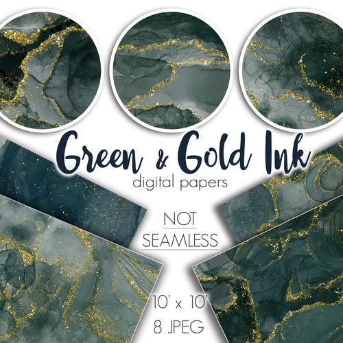Green and Gold Papers Gold Shinegreen Digital Paper Green - Etsy