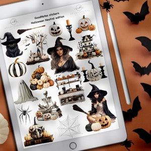 Digital Halloween Planner Stickers - Goodnotes Sticker Kit, Neutral ...