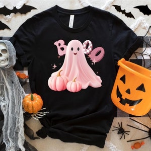 Cute Funny Pink Halloween Ghost Png Design | Retro Ghost Face With Boo ...