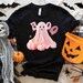 Cute Funny Pink Halloween Ghost Png Design Retro Ghost Face With Boo ...