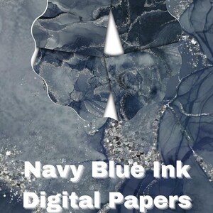 Navy Blue Agate, Digital Papers, Silver Shine, Scrapbook Paper, Blue ...