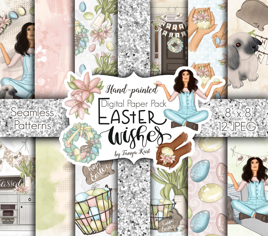 Easter Pattern, Digital Papers, Spring Patterns, Planner Supplies ...