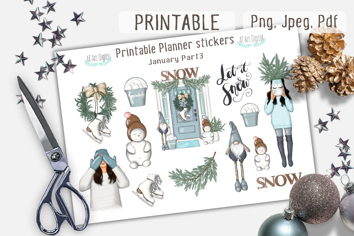 Planner Stickers, January Stickers, Monthly Kit, Printable Planner ...