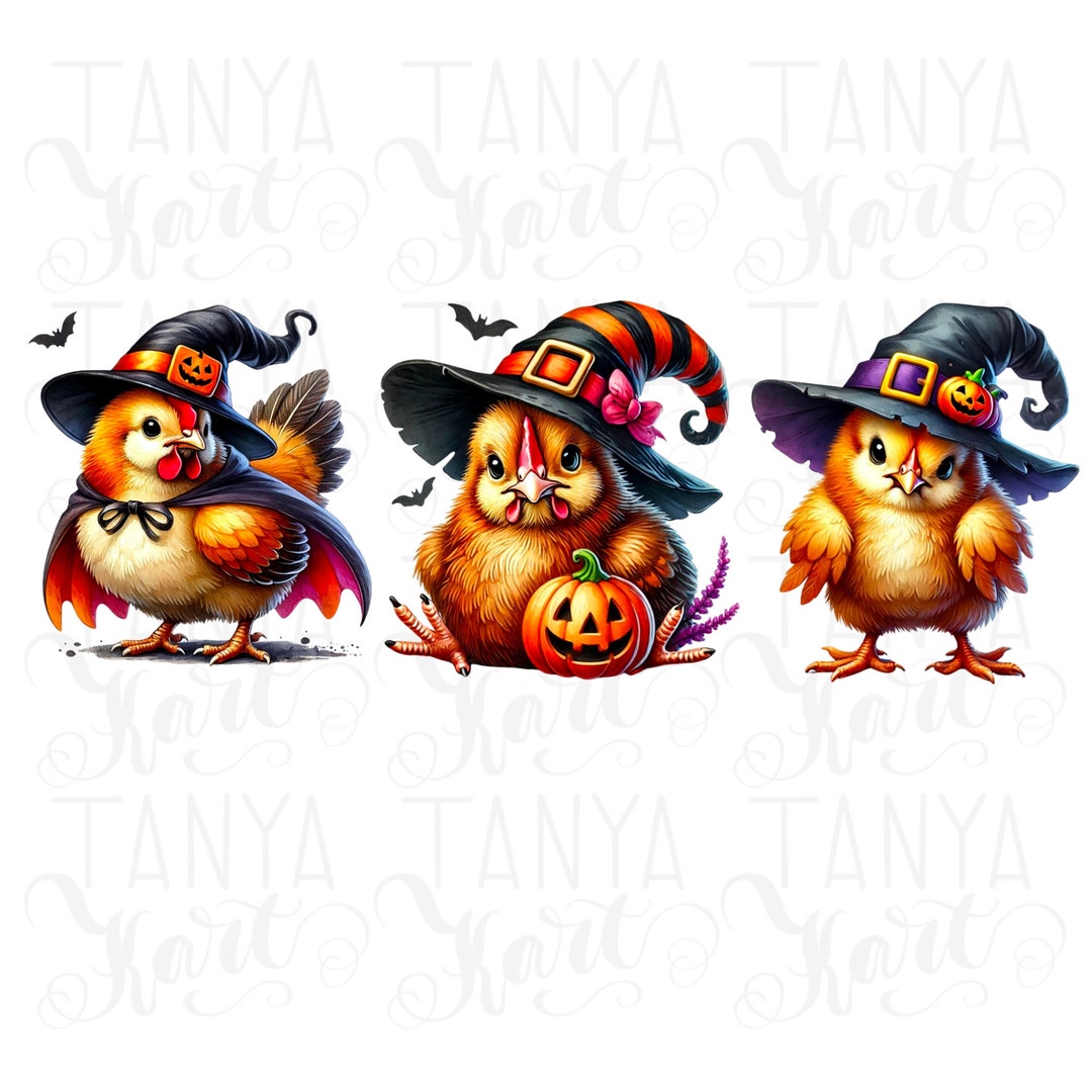 Halloween Chickens PNG for Shirt, Cute & Funny Chicken Sublimation ...