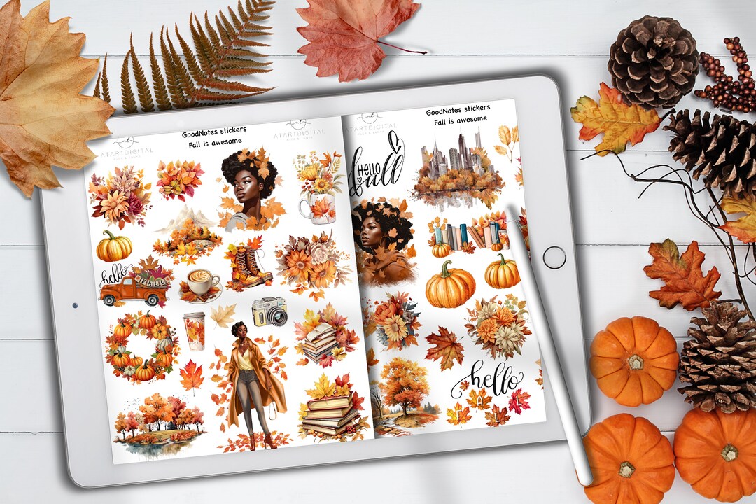 African American Autumn Digital Planner Stickers for Goodnotes, Fall ...