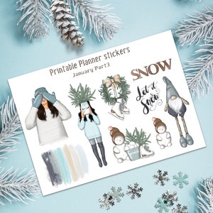 Printable January Monthly Stickers for Happy Planner, Winter Monthly ...