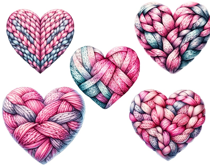Knitting Valentines Day PNG Heart Clip Art | Romantic Valentine ...