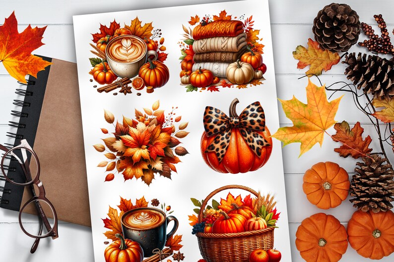 Autumn Printable Stickers for Planner, Fall Planner Stickers, Pumpkin ...