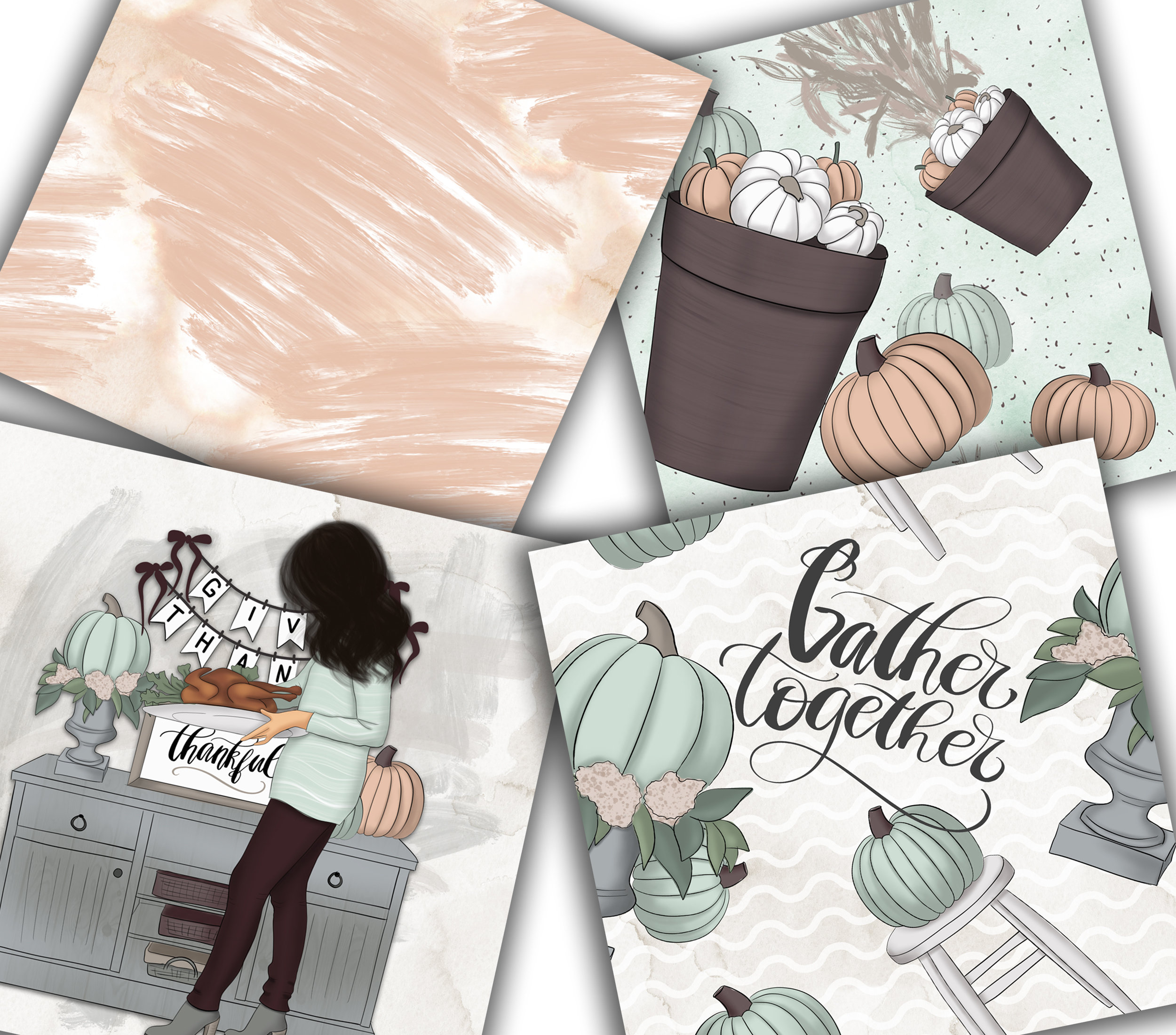 Fall Digital Papers Autumn Patternsgather - Etsy