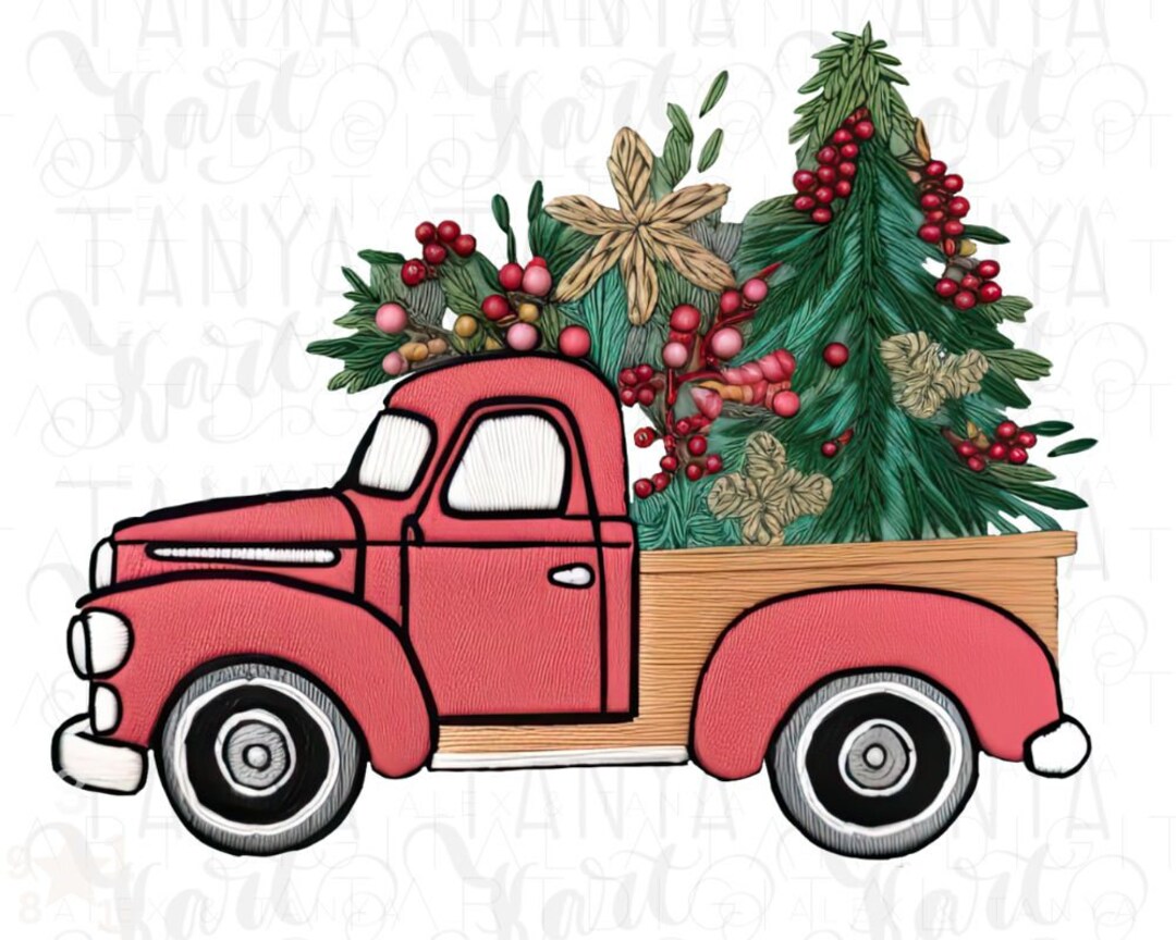 Red Truck Christmas PNG Designs for Shirts Digital PNG Print - Etsy