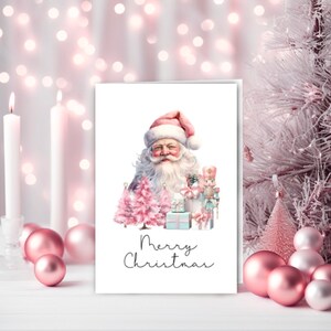 Santa Claus, Merry Christmas Printable Card, Pastel Christmas Design ...
