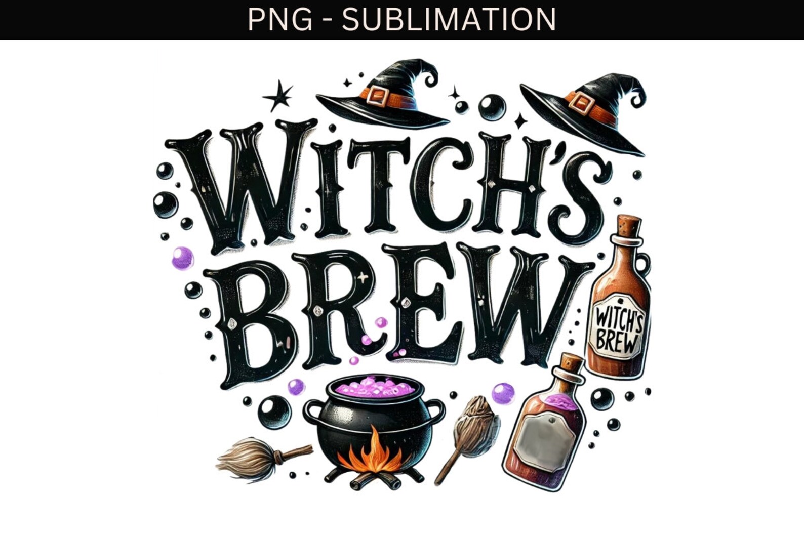 Witch's Brew PNG, Retro Designs for Shirts & Tumblers, Funny Halloween ...
