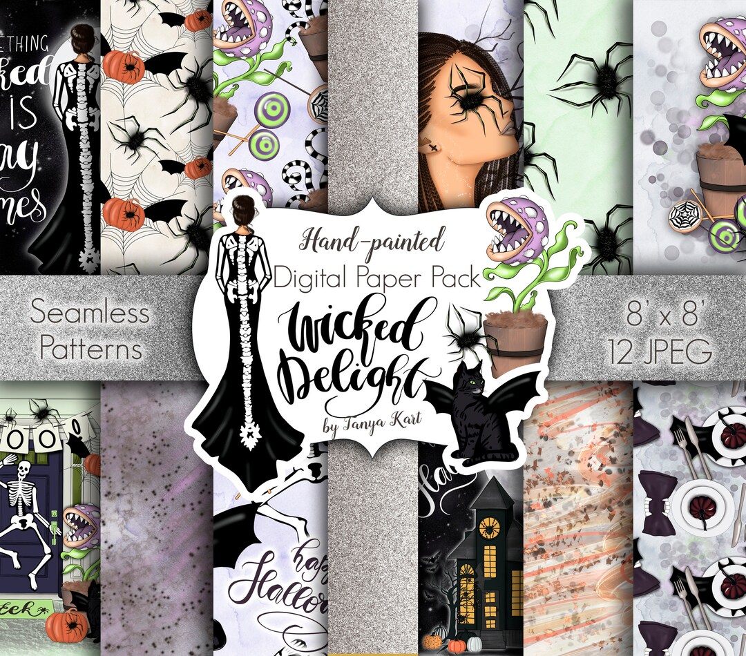 Halloween Patterns, Witch Digital Paper, Planner Supplies, Planner Diy ...