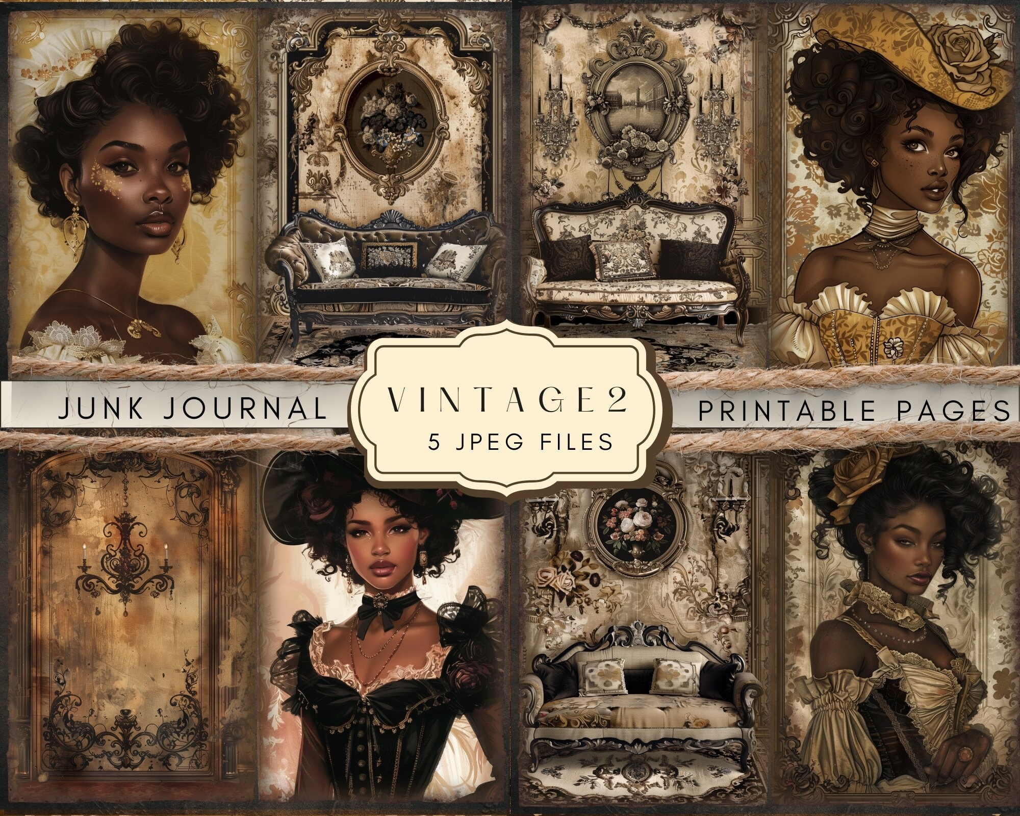 Melanin Woman Junk Journal Kit Art Deco Printable, African American ...
