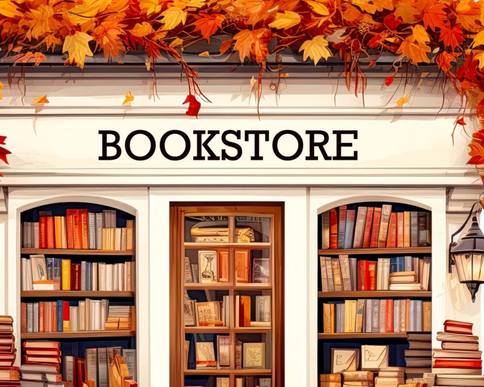 Fall Bookstore Png Download, Autumn Sublimation Print for Book Lovers ...