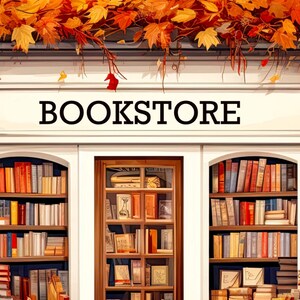 Fall Bookstore Png Download, Autumn Sublimation Print for Book Lovers ...